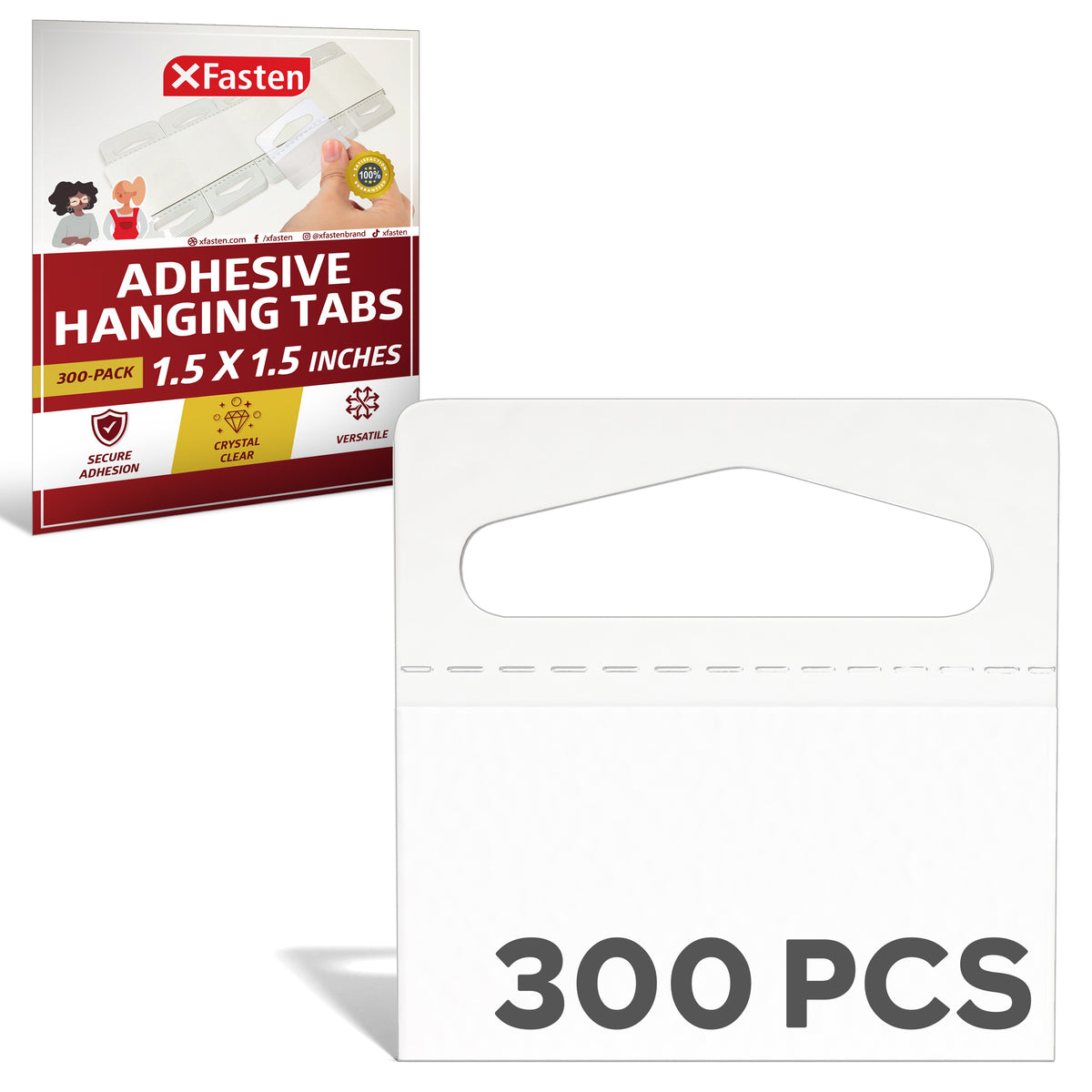XFasten Adhesive Hanging Tabs 1.5-inch x 1.5-inch Super Strong Adhesio