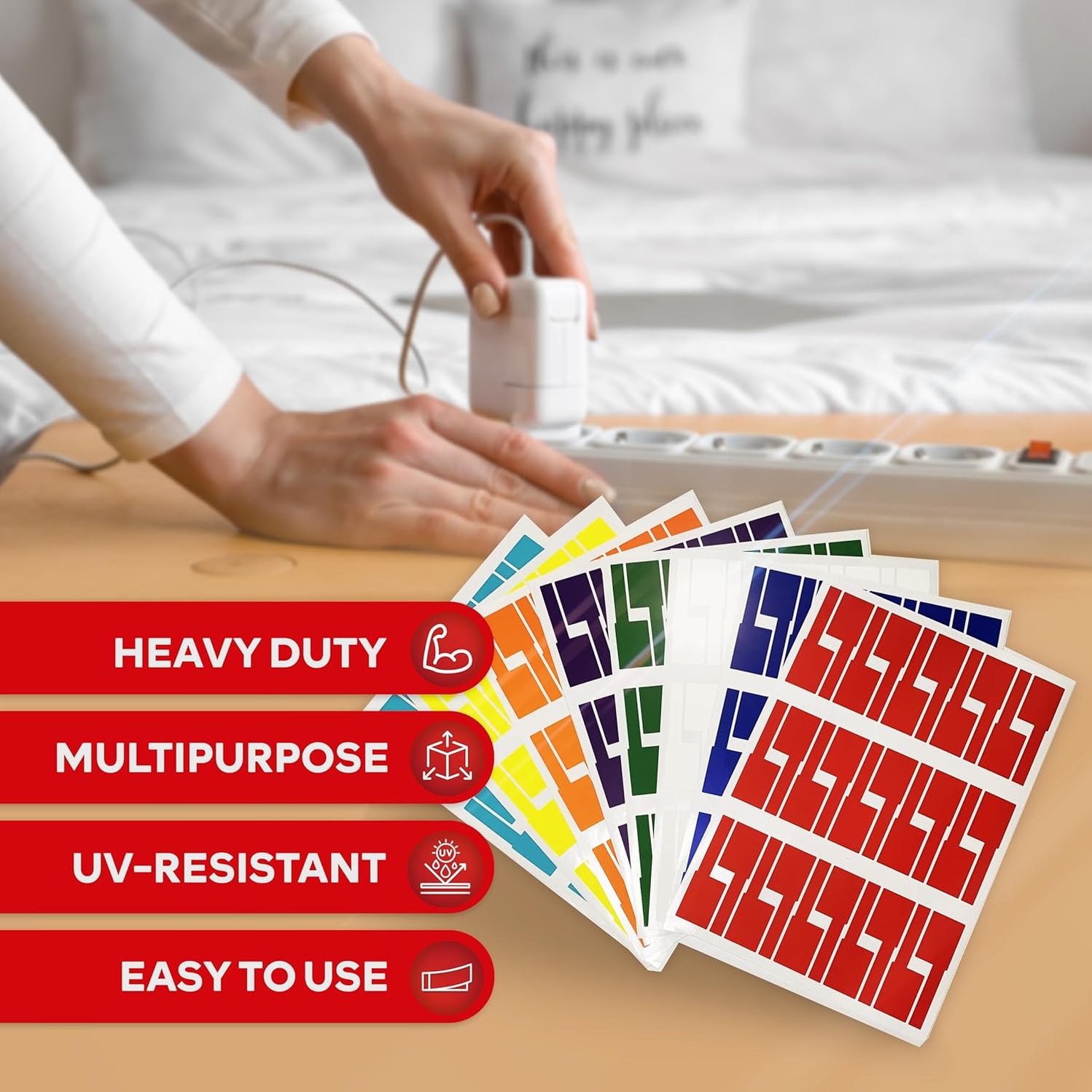 XFasten Cable Labels Tags for Cable Management 240 pcs Waterproof Cord